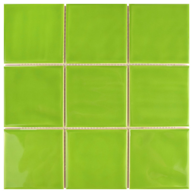 Twist Square Ceramic Wall Tile, Green Kiwi, Sample - Contemporary ...