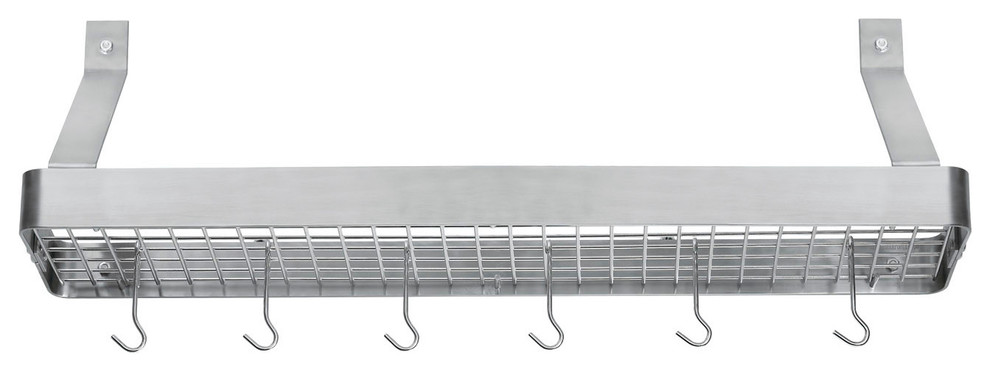 Cuisinart Brushed Stainless Steel Bookshelf Pot Rack, 36 Inch ...