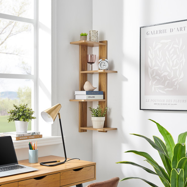 Danya B. Alvar Corner 4-Tier Floating Ledge Column Wall Shelf ...