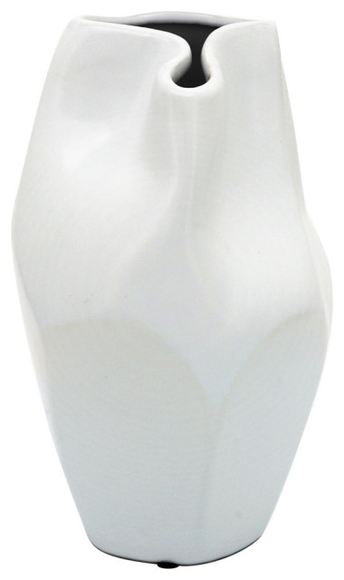 Ceramic 10" Abstract Vase, White - Contemporary - Vases - by Sagebrook ...