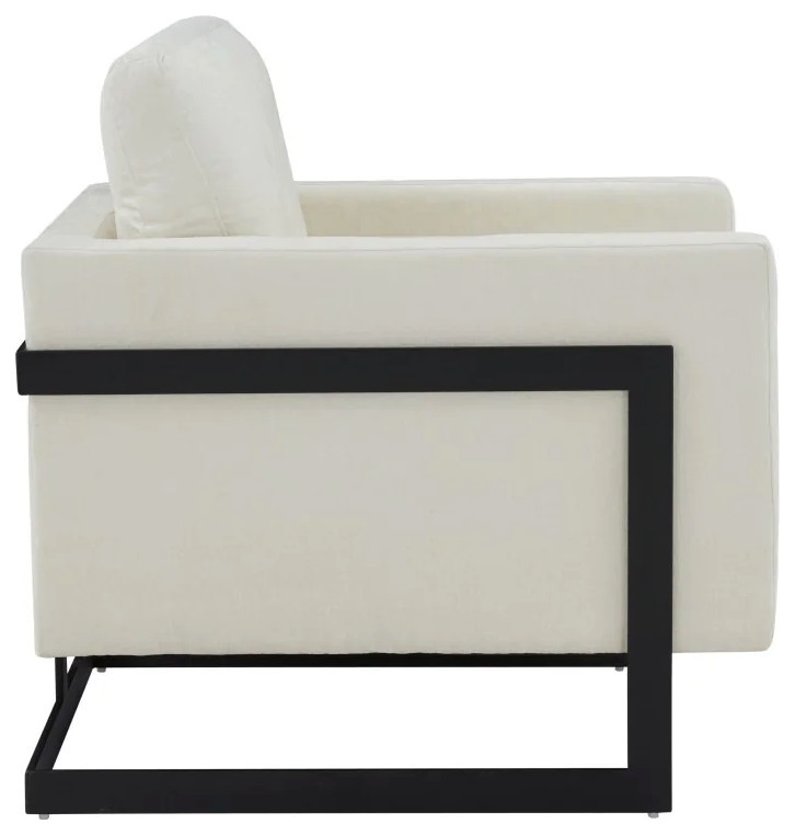 Harry Contemporary Cream Fabric & Black Metal Accent Chair ...