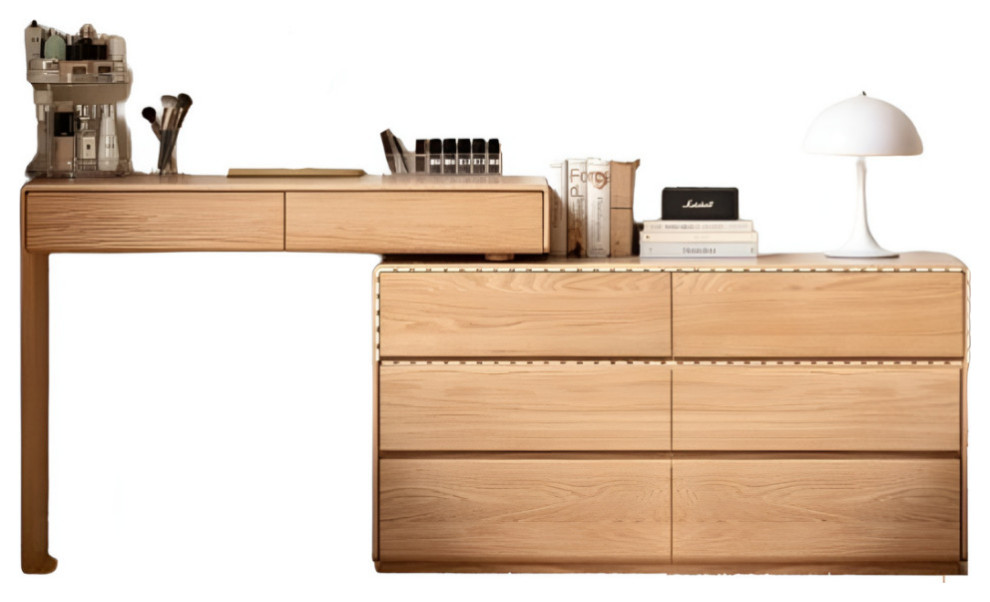 Oak Dressing Table Storage Cabinet Retractable - Modern - Bedroom ...