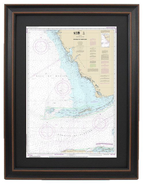 Poster Size Framed Nautical Chart, Havana to Tampa Bay - Transitional ...