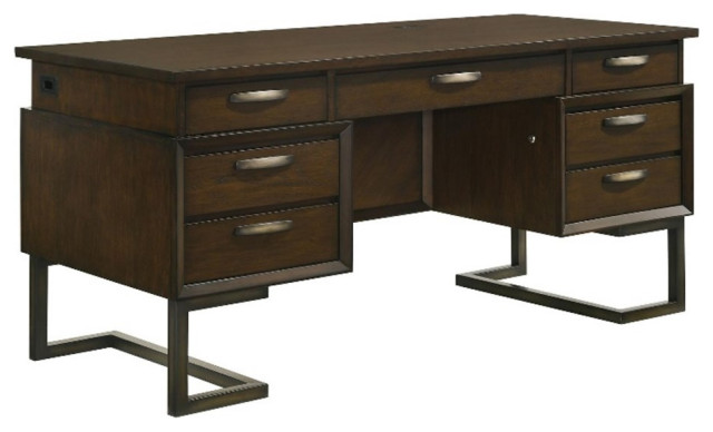 Coaster Marshall 6-drawer Wood Executive Desk Dark Walnut and Gunmetal ...