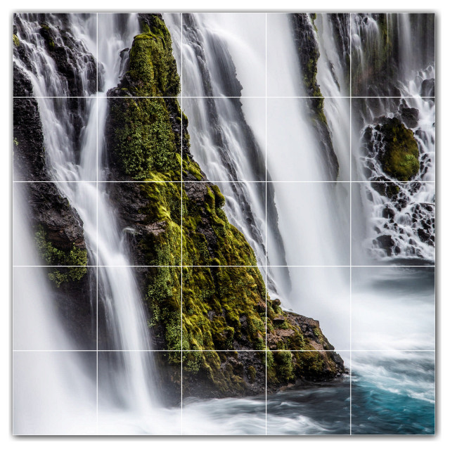 Waterfalls Ceramic Tile Wall Mural HZ501089, 30" Wide x 30" High ...