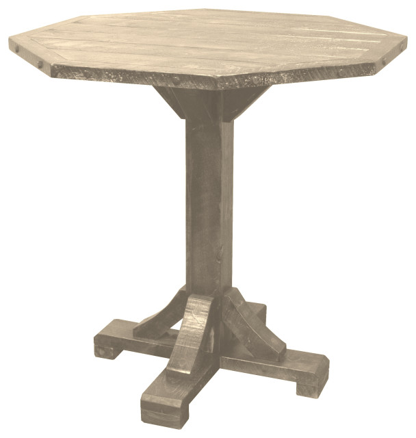 Rustic Barn Wood Style Timber Peg Octagon Pub Table, 42 Inch ...