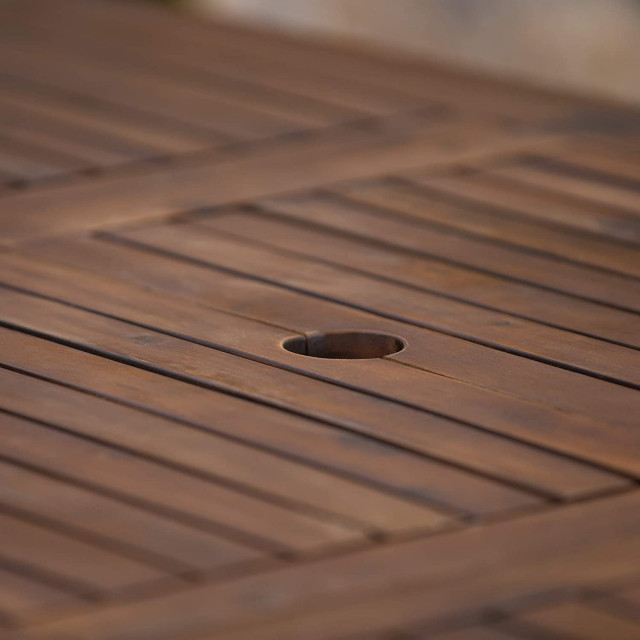 Outdoor Dining Table, Acacia Wood Frame With Extendable Slatted Top ...