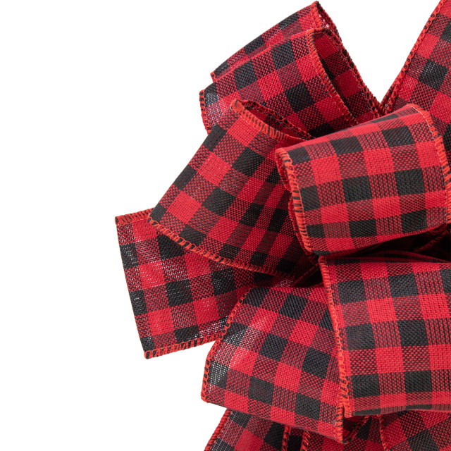 19" Buffalo Plaid Print 14 Loop Christmas Bow Tree Topper - Modern ...