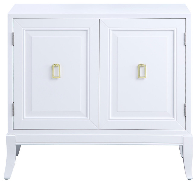 Wood Console Table With 2 Doors, White Finish - Transitional - Console ...