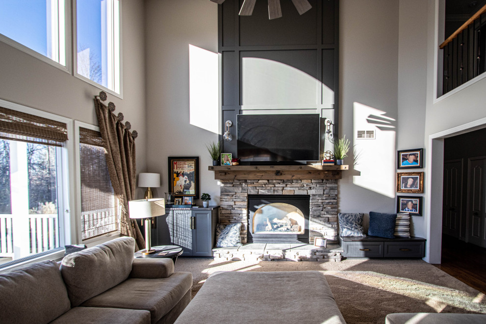 Fireplace Redesign with Storage - Transitional - Living Room ...