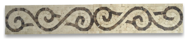 Marble Mosaic Border Bathroom Listello Tile Vine Crema 4x12 Polished, 1 ...
