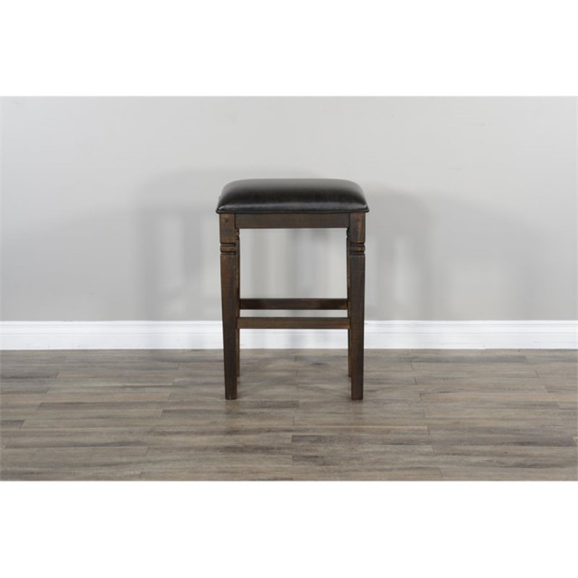 Pemberly Row Modern 30" Transitional Wood Stool in Tobacco Leaf ...