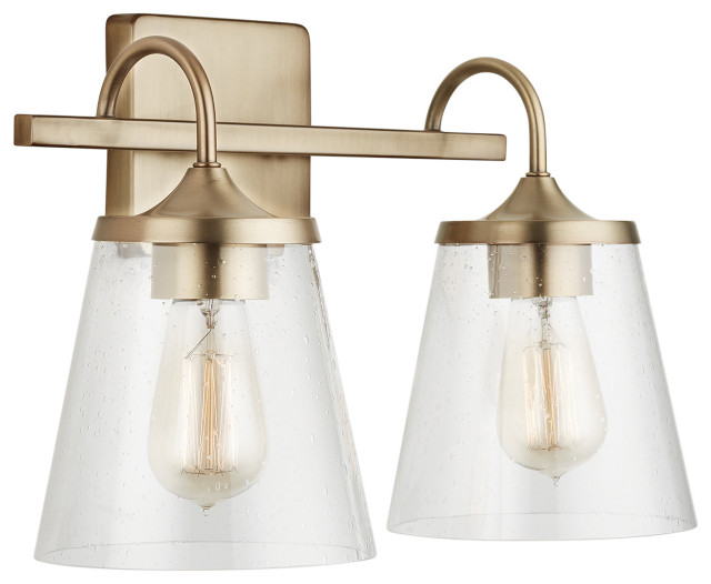 Jayne Two Light Vanity, Aged Brass - Transitional - Bathroom Vanity Lighting - by The Lighthouse ...