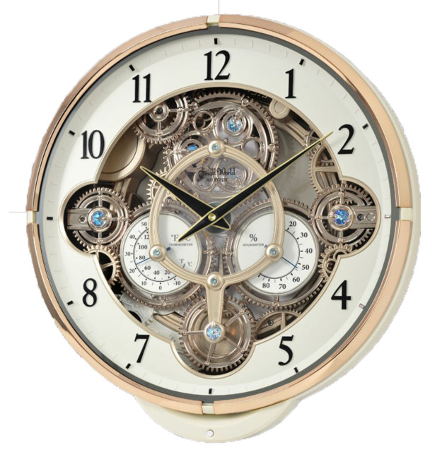 Chronograph White & Gold Magic Motion Wall Clock by Rhythm ...