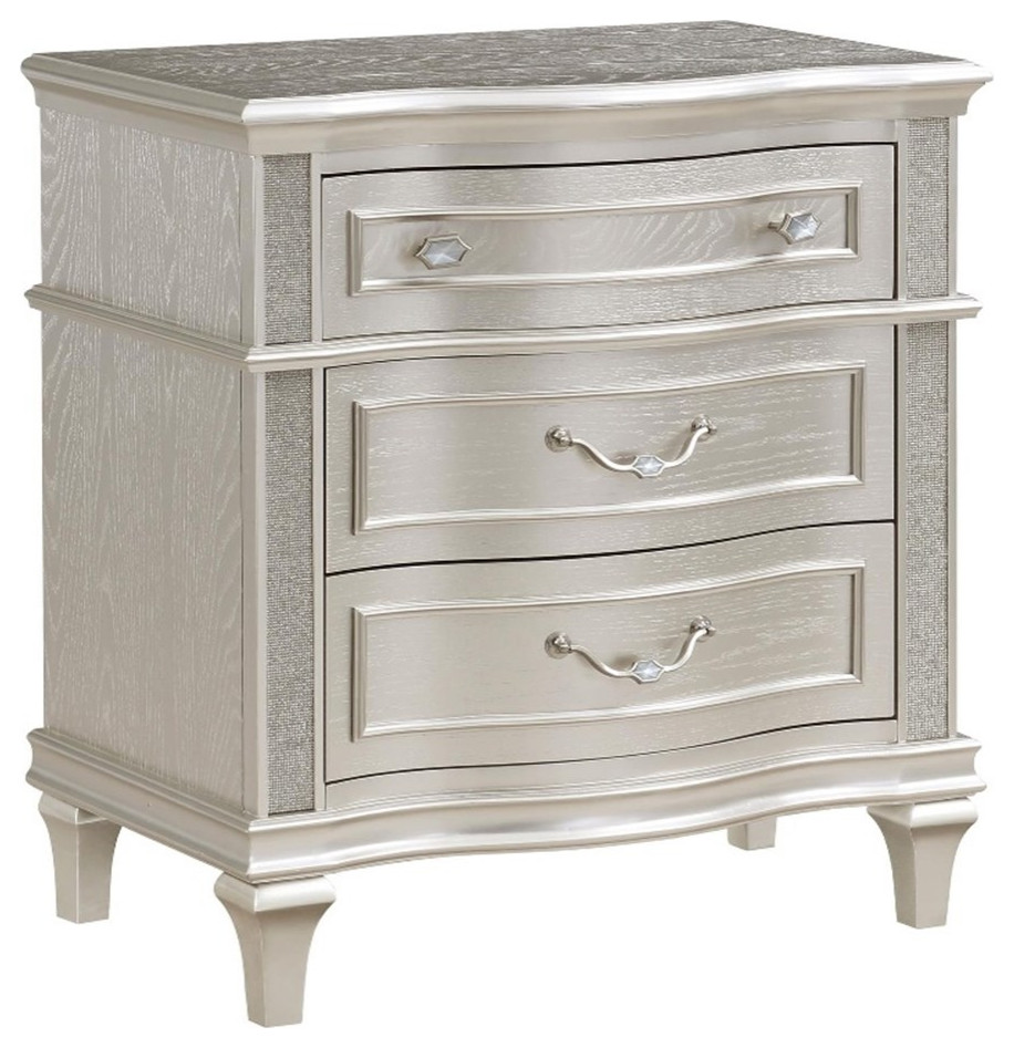Pemberly Row 3-Drawer Contemporary Wood Nightstand Silver Oak ...