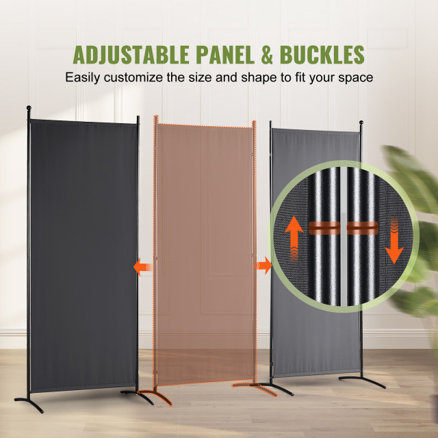VEVOR Room Divider 3-Panel Folding Privacy Screen 89"x20.3"x72.8" Dark ...
