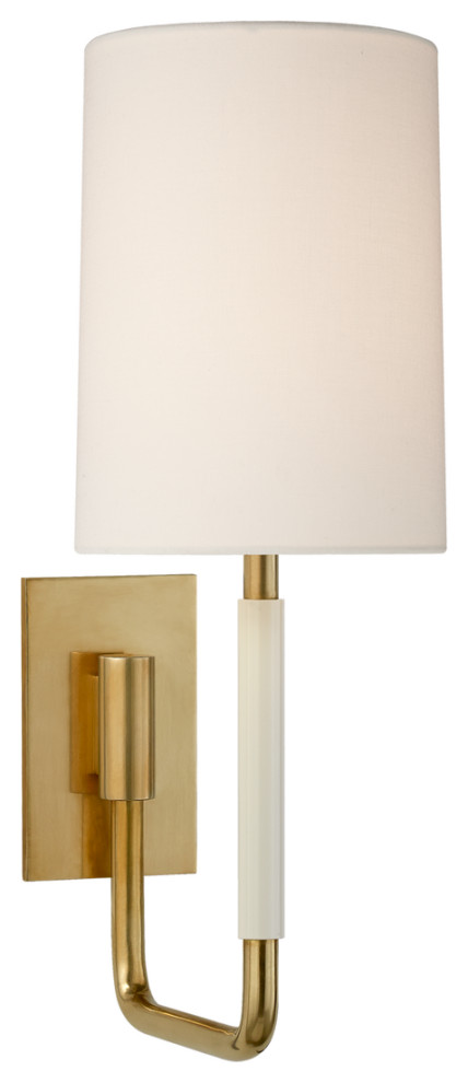Clout Small Sconce in Bronze with Linen Shade - Transitional - Wall ...
