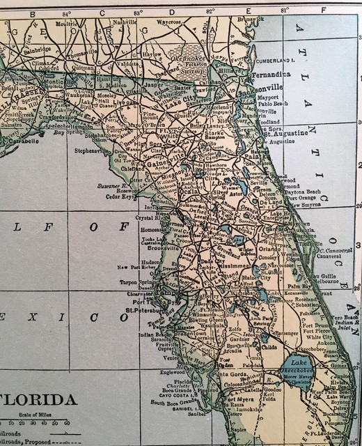 Original Florida Map, Framed Vintage Map-Authentic 1920s Map ...