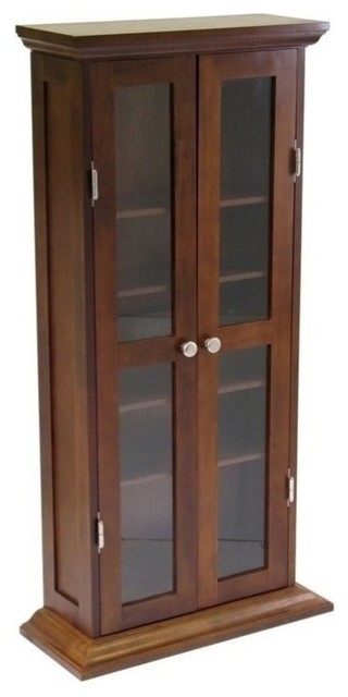 Pemberly Row Solid Wood CD & DVD Media Storage Cabinet in Antique ...