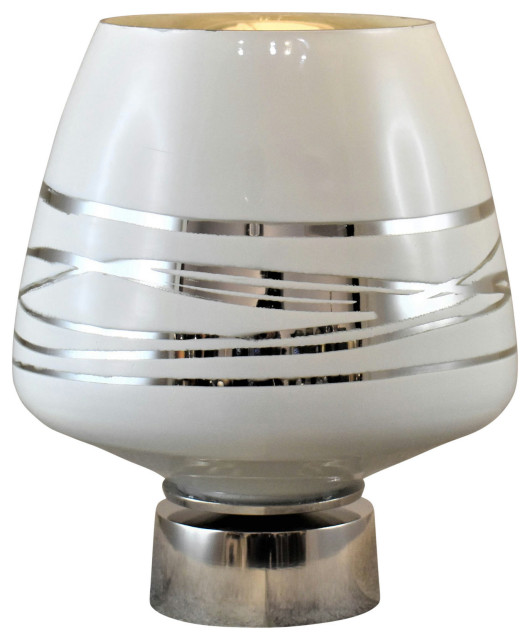 Glass, 9" Vase W/ Silver Base, White - Contemporary - Vases - by Beyond ...