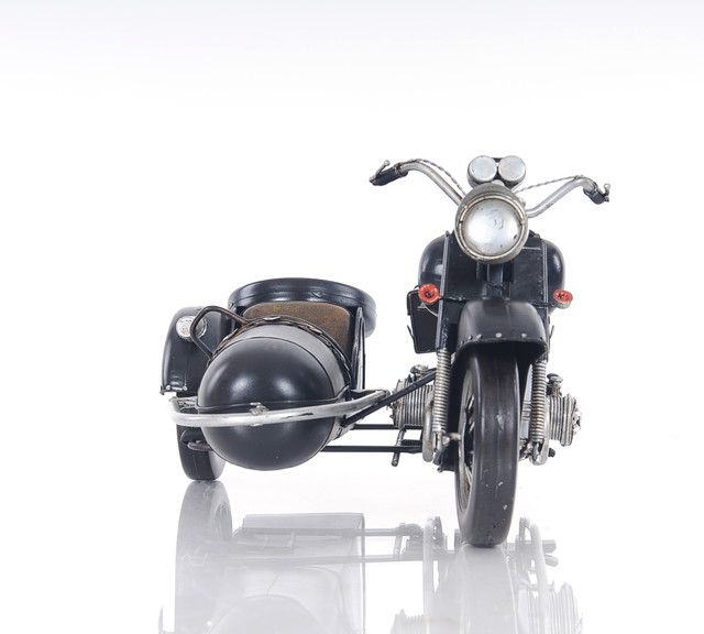 BLACK VINTAGE MOTORCYCLE Collectible Metal scale model Motorcycle ...