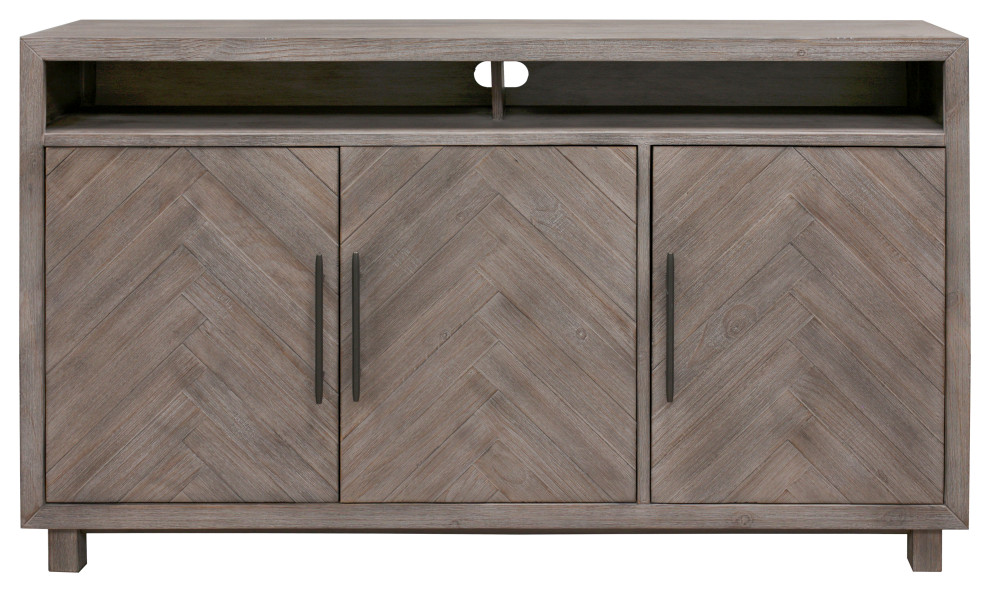 60" Deluxe TV Console, Entertainment Stand, Wood Accent Cabinet, Fully ...
