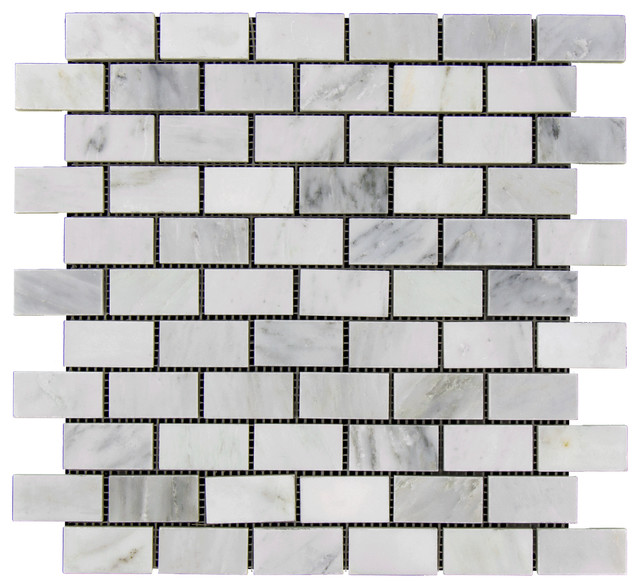 Statuary White 1x2 Polished Brick Pattern - Traditional - Mosaic Tile ...