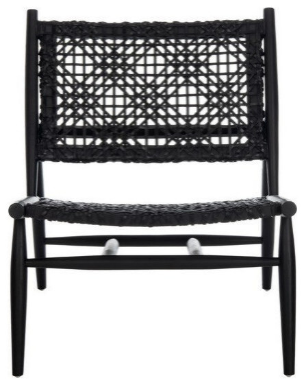Amie Leather Weave Arm Chair, Black - Midcentury - Armchairs And Accent ...