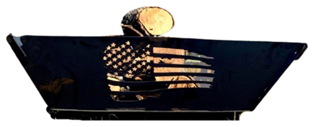 HomeRoots Rustic Patriotic Flag USA Steel Flag Wood Burning Firepit ...
