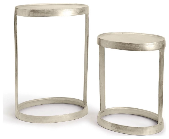 Two's Company Broome Street, Set of 2 Industrial Round Accent Nested Tables - Industrial ...