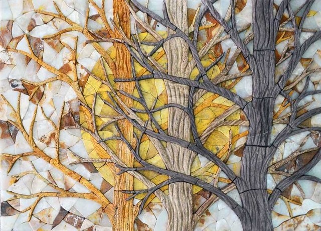 Mosaic Art - Spectacular Tree, 61" x 41" - Contemporary - Tile Murals ...