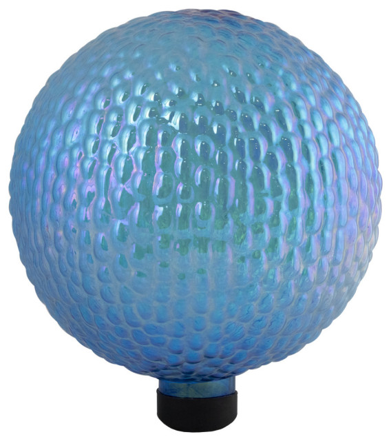 10" Iridescent Blue & Purple Textured Glass Outdoor Gazing Ball ...