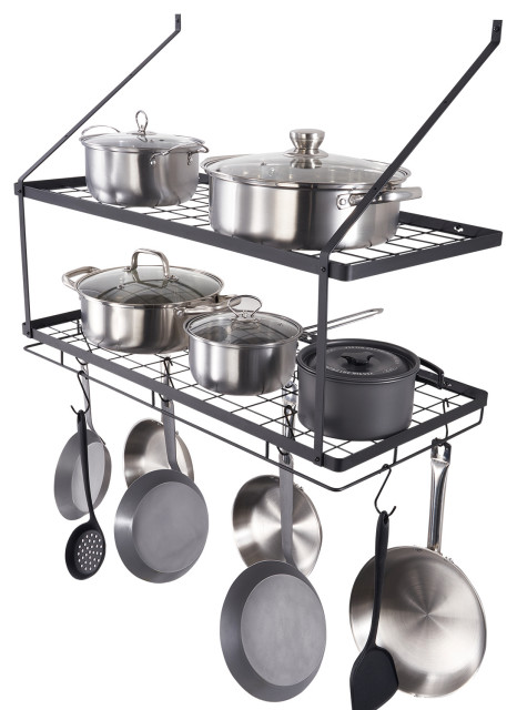 VEVOR Pot Rack Wall Mounted 30in Pot and Pan Hanging Rack With 12 S ...