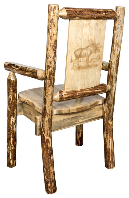 Glacier Country Captain's Chair With Laser Engraved Moose Design ...