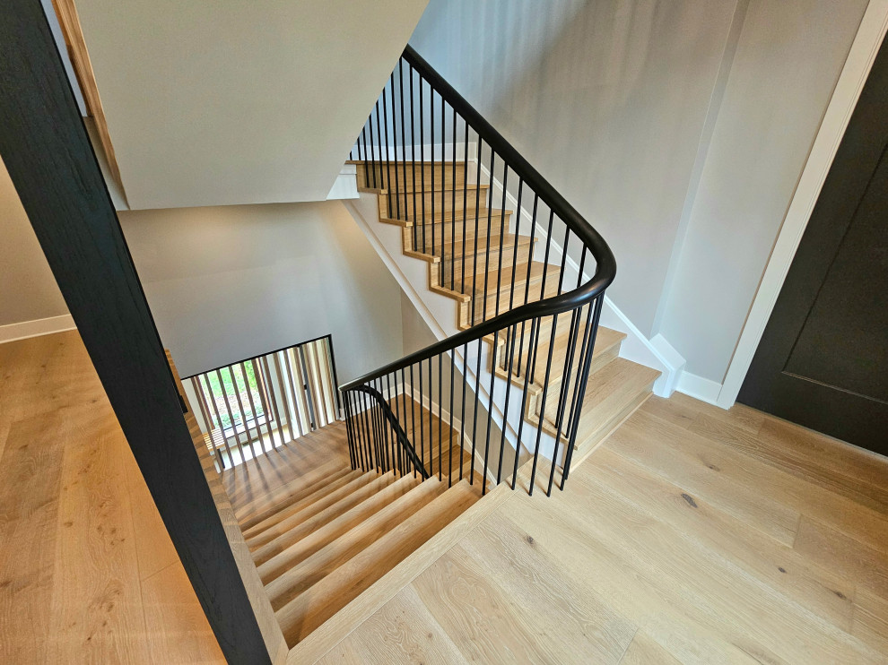 115_Stunning Continuous Rail System on 3 Story Floating Stairs ...