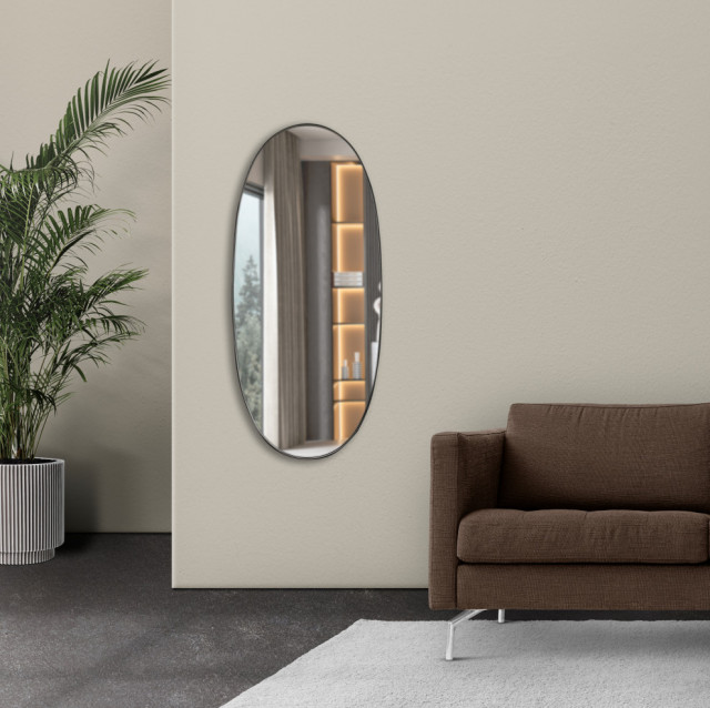 40x18" Decorative Oval Shaped Mirror - Transitional - Bathroom Mirrors ...
