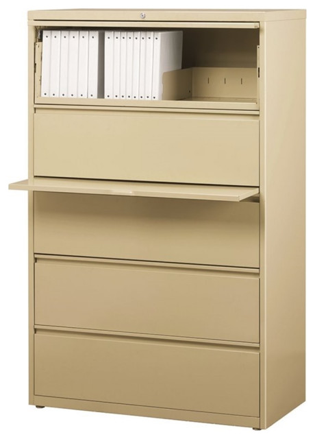 Pemberly Row 36-in Wide Metal 5 Drawer Lateral File Cabinet Putty/Beige ...