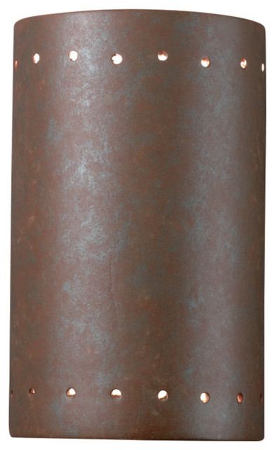 Ambiance Small ADA Cylinder/Perfs, Wall Sconce, Rust Patina ...