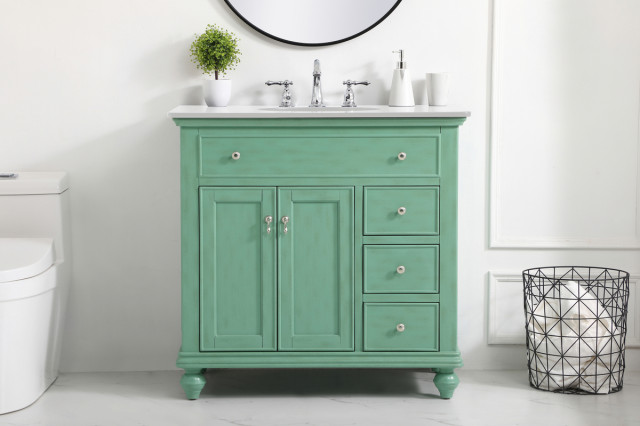 Elegant 36" Single Bathroom Vanity in Vintage Mint - Eclectic ...