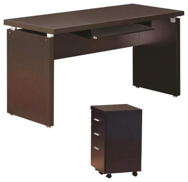 Home Square 2 Piece Furniture Set with Computer Desk and Mobile File ...