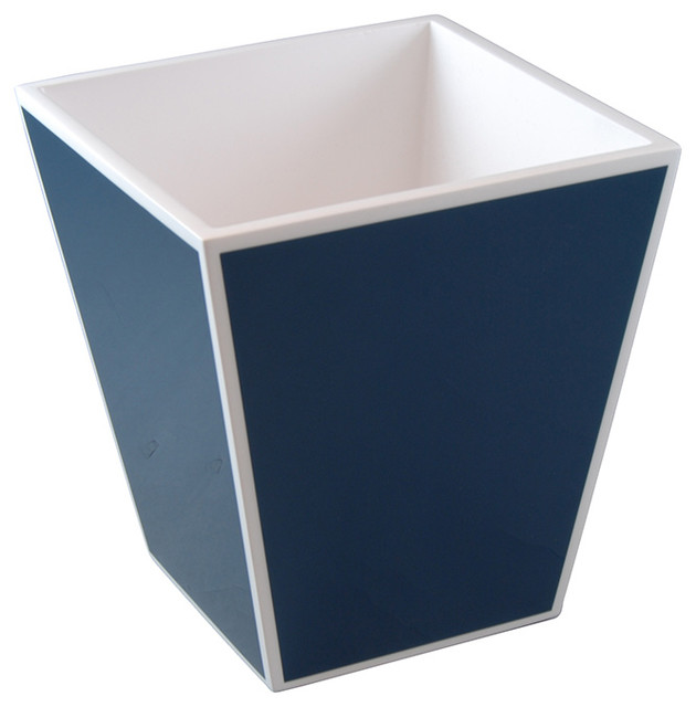 Navy Blue, White Lacquer Waste Basket - Contemporary - Wastebaskets ...