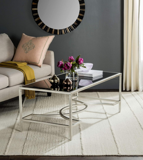 Glam Coffee Table, Unique Geometric Base With Tempered Glass Top ...
