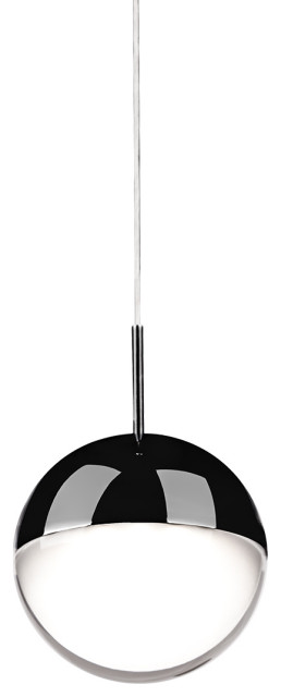 Pluto Single LED Lamp Pendant, Black Chrome, 3.875"Dx3.875"H, 3.875"Dx3 ...