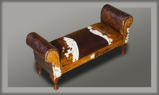 60" Roll Arm Bench With "Triumph" Saddle - Southwestern - Upholstered ...