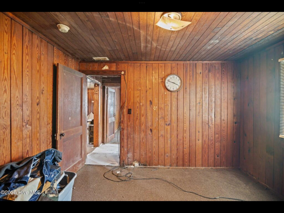 Old tongue and groove wood walls, no paint, peel and stick wallpaper ...