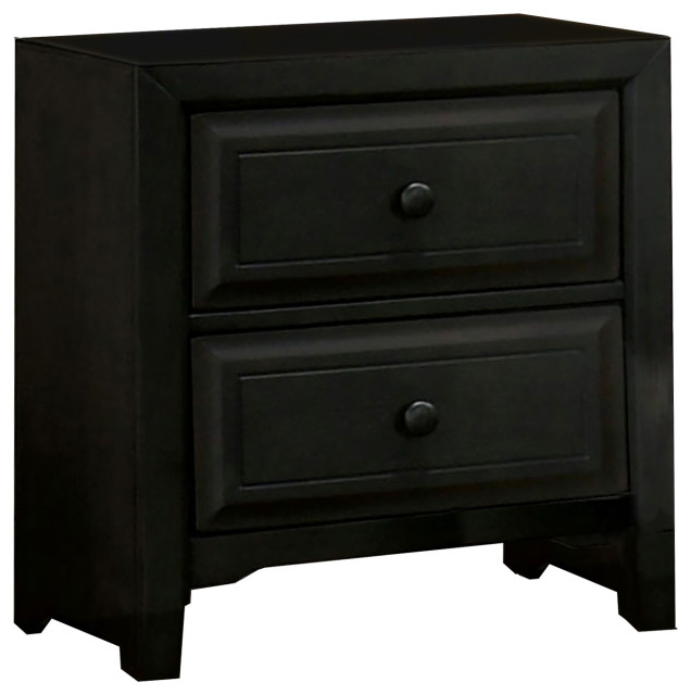 Benzara Transitional Wooden Nightstand with 2 Drawers and Molded Design ...