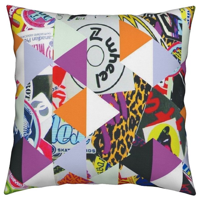 Geometric 80S Graffiti Triangles Wild Loud Throw Pillow - Contemporary ...