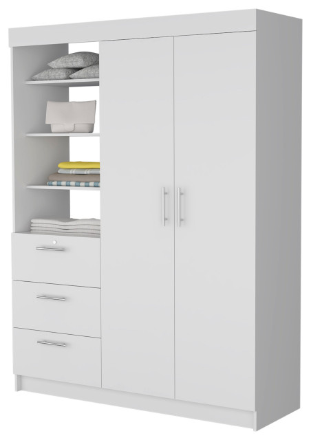 Tempe 3-Drawer Armoire, White - Transitional - Armoires And Wardrobes ...