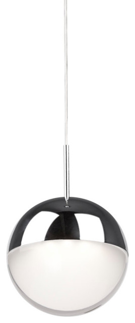 Pluto Single LED Lamp Pendant, Chrome, 3.875"Dx3.875"H, 3.875"Dx3.875"H ...