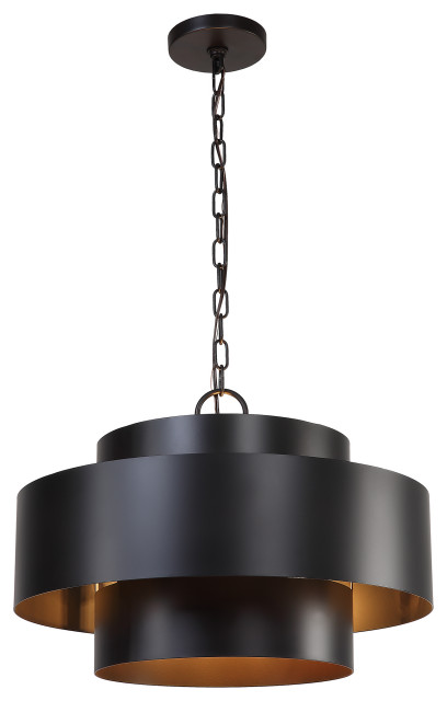Dark Bronze Tiered Metal Drum Shade Chandelier 4 Light Pendant Modern ...